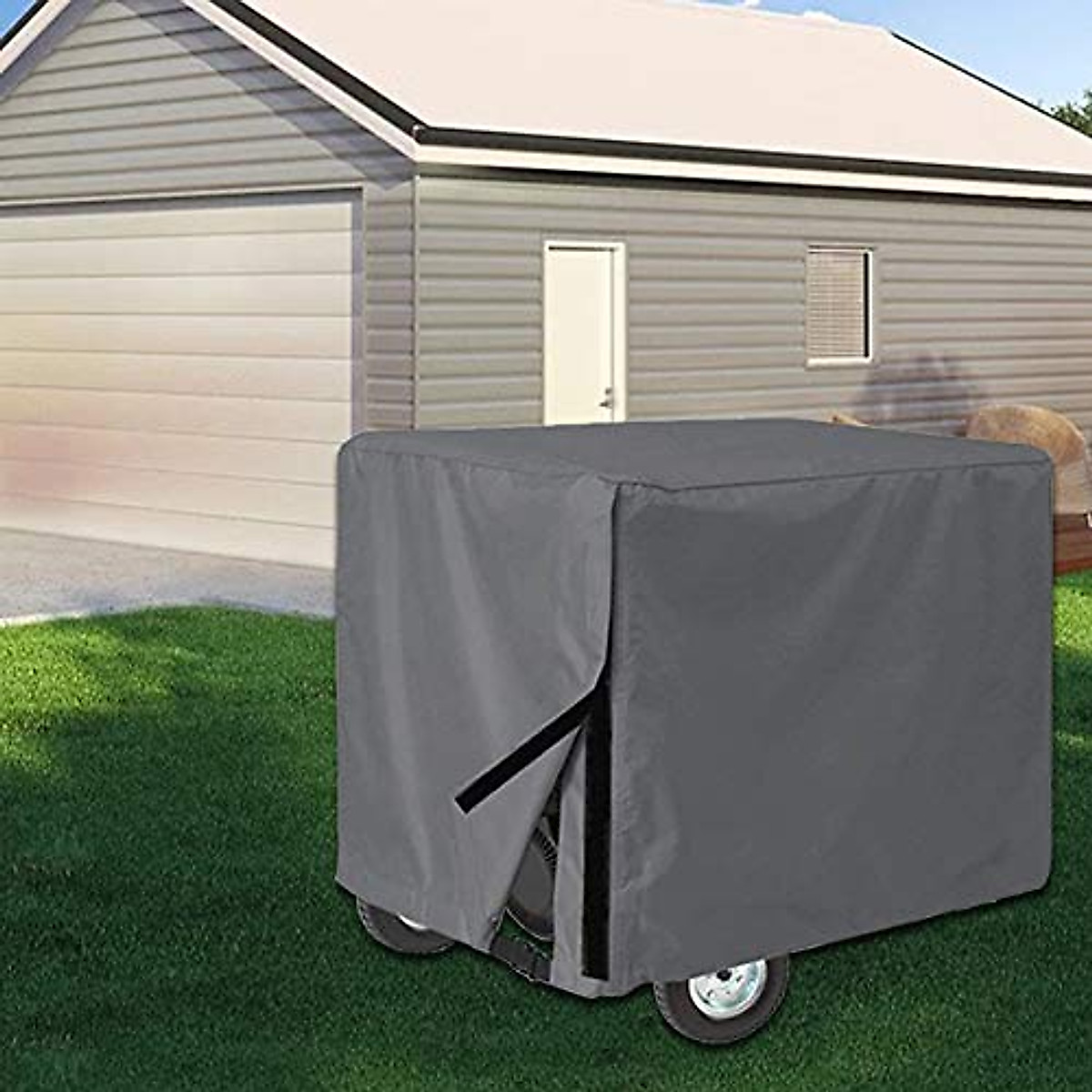 AKEfit Generator Cover for 5500-15000 Watt Portable Generators, Waterproof Heavy Duty 600D Oxford Fabric Universal Cover, UV Protection Windproof Portable Generator Cover Large 28x38x30 inch, Gray