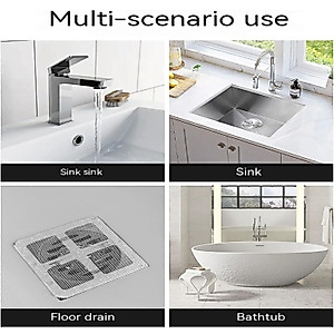 Disposable Filter Patches, 4" X 4" Disposable Floor Drain Sticker, Disposable Hair Drain Stickers, Shower Drain Cover Hair Catcher Mesh Stickers, for Bathroom Bathtub Kitchen (50)