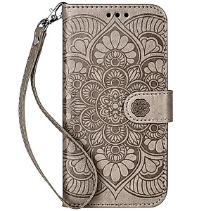 Ateeky iPhone 15 Wallet Case,[Stand Feature] Protective PU Leather Flip Cover with Credit Card Slot [Magnetic Closure] for iPhone 15 (Gray)