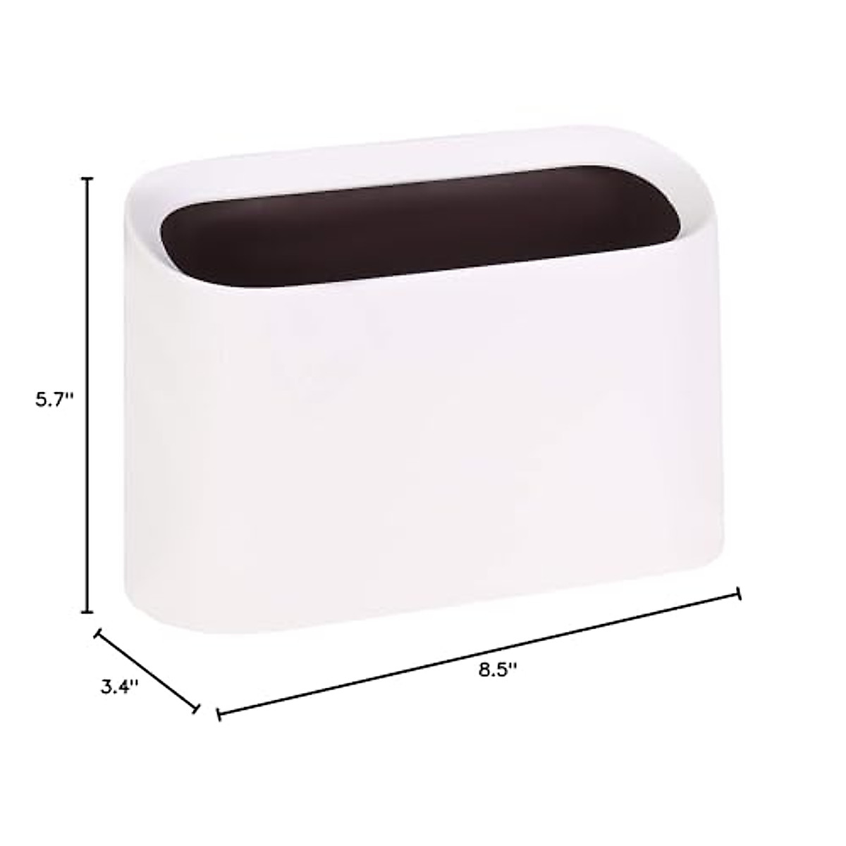 Sheebo Modern Modern Open Top Mini Trash Can Wastebasket Dispenser for Bathroom Vanity, Desktop, Tabletop or Coffee Table - Dispose of Cotton Rounds, Makeup Sponges, Tissues; 2 Liter (Rectangle -