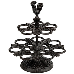Vixdonos Rustic Egg Holder Iron Egg Rack Rooster Egg Tray for 12 Fresh Eggs