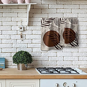 Giwawa Brown Leaves Hand Towels Boho Leaf Soft Thin Bath Towel Set of 2 Highly Absorbent Decorative Kitchen Dish Guest Towel for Spa Gym Hotel