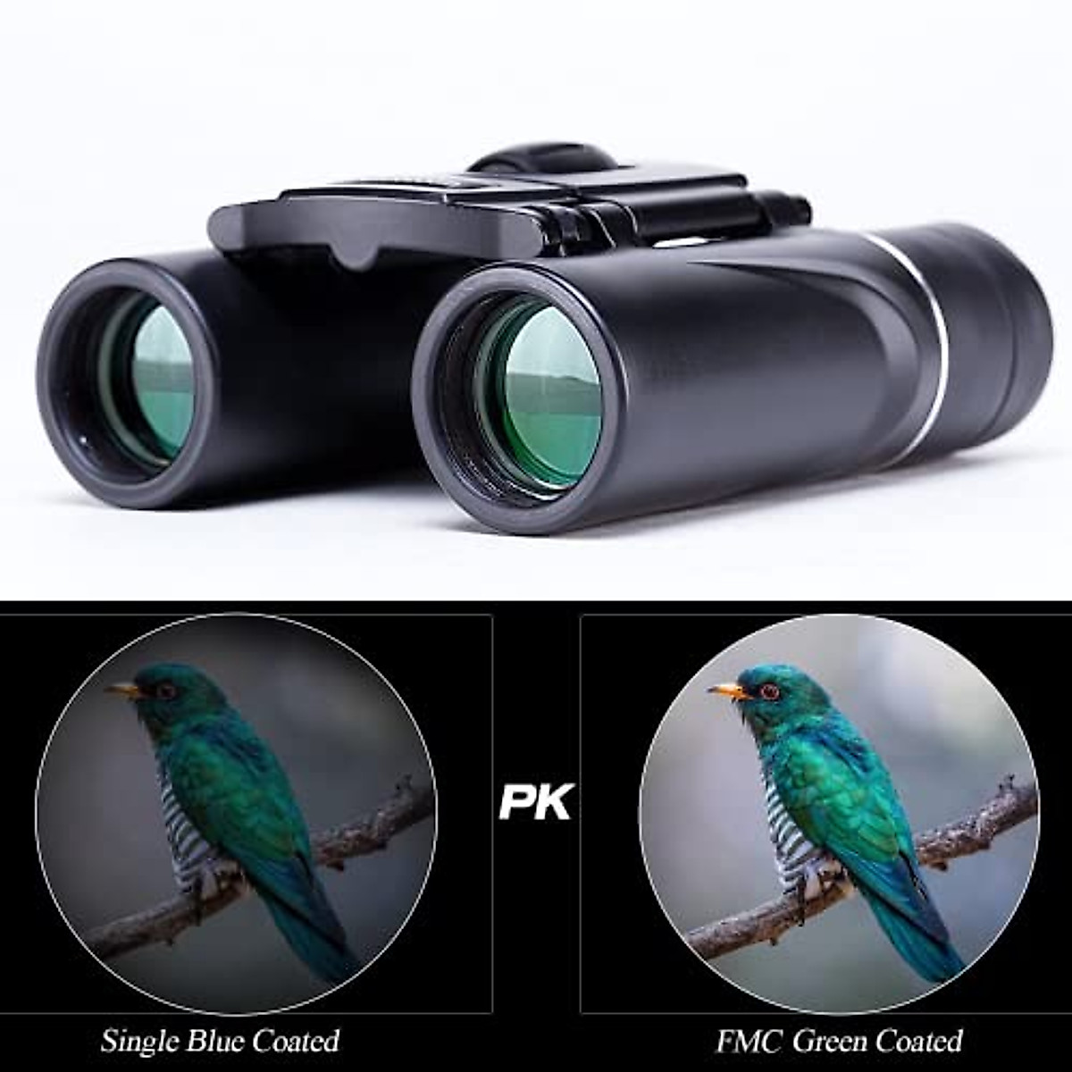 USCAMEL Folding Pocket Binoculars Compact Travel Mini Telescope HD Bak4 Optics Lenes Easy Focus 8x21 Colour Black