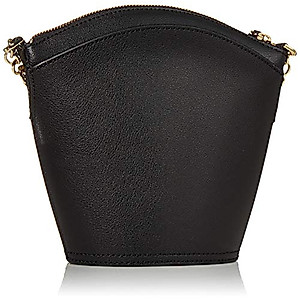 Calvin Klein Statement Series Lock Daytonna Leather North/South Top Zip Crossbody, Black/Gold
