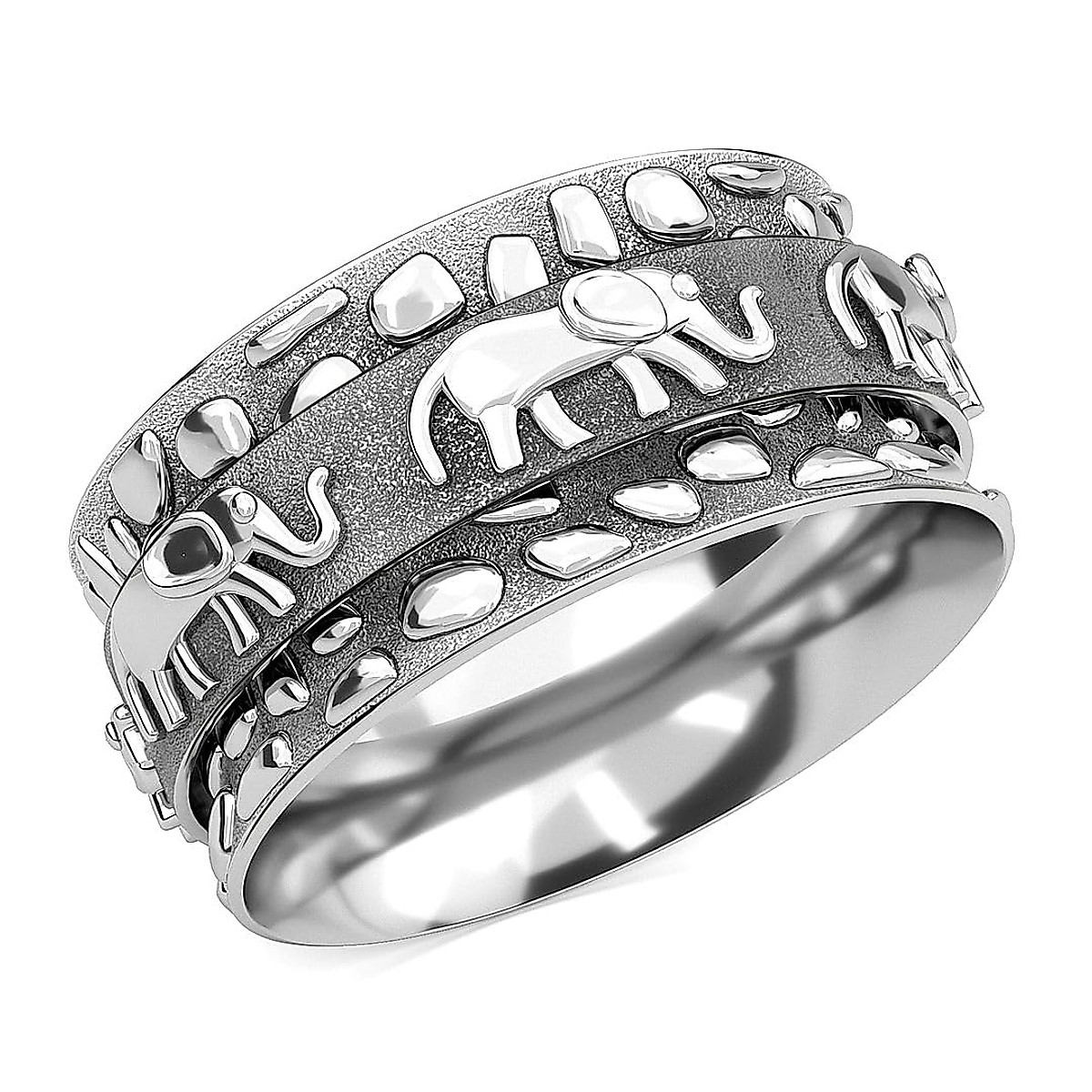 Shop LC Anxiety Ring for Women 925 Sterling Silver Spinning Spinner Rings for Men Oxidized Concave Swirl Boho Jewelry Band Meditation Stress Relief Elephant Gifts Size 8 Birthday Gifts for Women