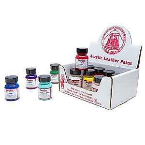 Angelus Acrylic Leather Paint Finisher No. 600-4oz and 5 Piece Paint Brush Set Combo Bundle