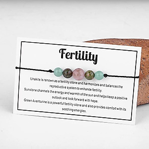 COLORFUL BLING Natural Healing Stone Quartz Crystal Bead Bracelet with Meaningful Card for Women Men Spiritual Anxiety Reiki Chakra Bracelets Protection Jewelry-fertility