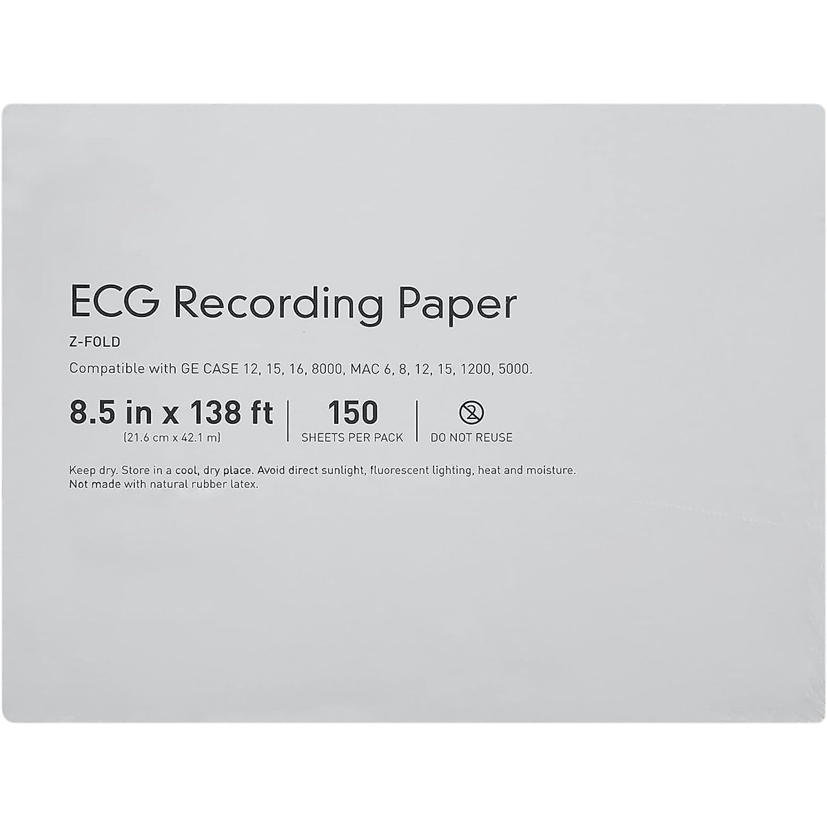 ECG Paper Depot ECG Recording Paper, Red Grid Thermal Paper, 8 1/2 in x 138 ft, 150 Count, Compatible with GE Case 12,15,16,8000, MAC 6,8,12,15,1200, 5000 (1 Pack)