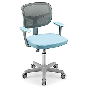 HONEY JOY Kids Desk Chair, Height Adjustable Children Study Chair, Swivel Mesh Task Student Chair, Universal Casters, Child Computer Desk Chair for Boys Girls Age 3-10 (Blue)