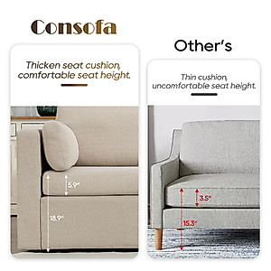 Consofa Modular Sectional Sofa, L Shape Sectional Sofa with Storage Ottoman, Convertible Sectional Sofa Couch with Removable Cover, Deep Seat Sectional Couches for Living Room, Apartment, Office