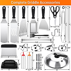 Blackstone Griddle Accessories Kit,41PCS Flat Top Grill Accessories Set for Blackstone and Camp Chef,Professional Stainless Steel Griddle Grill Tools Set for Outdoor BBQ Teppanyaki Camping
