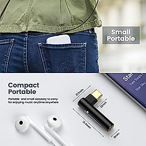 Right Angle Type C to 3.5mm Aux Audio -USB to 3.5mm Headphone Jack adapterKOOPAO Audio Converter DAC Earphone Dongle Compatible with iPad Pro Galaxy S22/21/22/23/23+ /23 Ultra