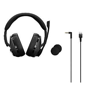 EPOS H3 Hybrid - Closed Acoustic Gaming Headset with Bluetooth - USB-A PC & 3.5mm Console Cable - Dual Microphones - Lightweight - Easy Adjustment - Long Battery Life - Multi-Platform Compatible Black