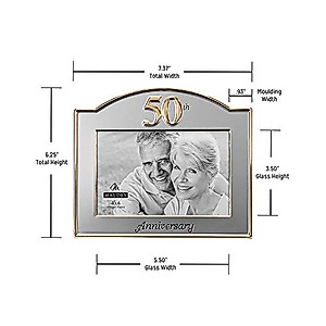 Malden International Designs Wedding 50th Anniversary Two Tone Picture Frame, 4x6, Gold/Silver