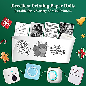 Vicbear 16 Rolls Mini Thermal Printer Paper, Including 6 Rolls Thermal Sticker Paper & 10 Rolls Thermal Plain Paper for Mini Portable Printers, 57X25 mm, Suitable for Various Inkless Sticker Printers