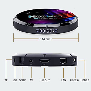H96 Max X4 Android 11.0 TV Box Amlogic S905X4 Android TV Box 4GB RAM 32GB ROM, Dual-WiFi 2.4GHz/5GHz BT Quad Core 64 Bits 3D/8K Full HD/H.265/USB3.0 Android Box