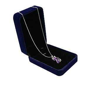 DreamsEden Cat Necklace, 18'' Silver Box Chain Women's Amethyst Cat Pendant Jewelry, Purple (Gift Box & Greeting Card)