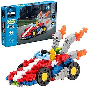 PLUS PLUS - GO! Racing Cart Car - 240 Pieces - Model Vehicle Building Stem/Steam Toy, Interlocking Mini Puzzle Blocks for Kids