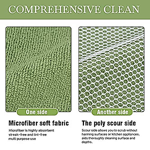 SINLAND Microfiber Dish Cloth for Washing Dishes Dish Rags Best Kitchen Washcloth Cleaning Cloths with Poly Scour Side 5 Color Assorted 12inchx12inch 10pack