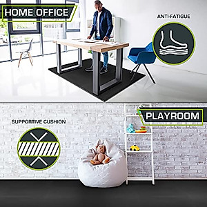 ProsourceFit Extra Thick Puzzle Exercise Mat 1", EVA Foam Interlocking Tiles for Protective, Cushioned Workout Flooring for Home and Gym Equipment, Black 3-Pack (18 tiles)