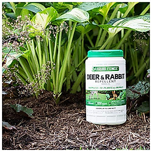 Liquid Fence Deer and Rabbit Repellent Granular, Keep Deer and Rabbits Out of Garden Patio and Backyard, Use on Gardens Shrubs and Trees, Harmless to Plants and Animals When Used & Stored as Directed, 2 lb,White