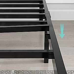yookare 14 Inch Tall 3500lbs Heavy Duty Metal Bed Frame/ with Storage/ Mattress Foundation/ Steel Slats Platform/ Noise Free/ No Box Spring Needed,Queen