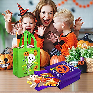Eunvabir 20 Packs Halloween Non-Woven Bags for Kids, Reusable Trick or Treat Goodie Candy Snack Bags, Goodie Bag Fillers Tote Gift Bags for Party Favors/Classroom Prizes/Games