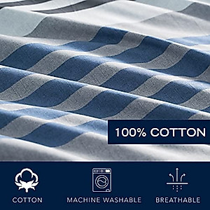 Nautica Comforter Set Cotton Reversible Bedding with Matching Shams, Home Decor for All Seasons, 3 pcs, Queen, Rendon Charcoal/Navy/White