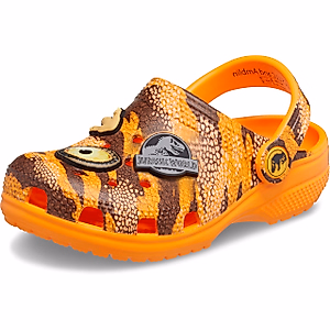Crocs Jurassic World Classic Clogs, Dinosaur Kid and Toddler Slippers, Orange Zing, 5 US Unisex