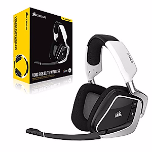 Corsair VOID RGB ELITE Wireless Gaming Headset - 7.1 Surround Sound - Discord Certified - iCUE Compatible - PC, Mac, PS5, PS4 - White