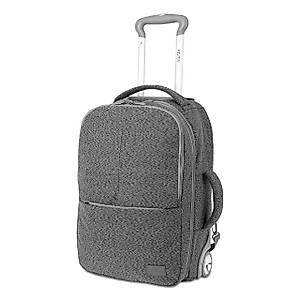 J World New York Rover Carry-On Backpack w/Wheels. Rolling Laptop, Grey, One Size