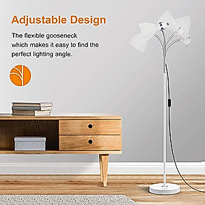 LEPOWER Metal Floor Lamp, Adjustable Goose Neck Standing Lamp with Heavy Metal Based, E26 Lamp Base, Torchiere Light for Living Room, Bedroom, Study Room and Office