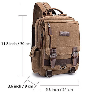 Small Canvas School Backpack, CMXSEVENDAY 11.8 inch Canvas Shoulder Sling Backpack Hiking Travel Daypacks Unisex Casual Bookbag