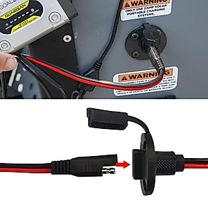 2 Pack SAE Power Socket Sidewall Port, Weatherproof SAE Quick Connector Harness, SAE Adapter Male Plug to Female Socket Cable 12AWG SAE Cable with 8 Screws for Solar Generator Battery Charger