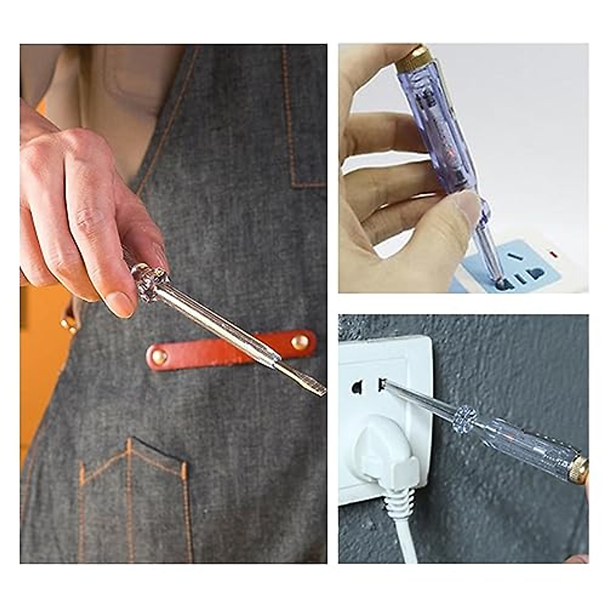 Fielect Test Screwdriver, Voltage Detector Pen Light Circuit Tester Electric Test Pen Screwdriver Neon Tube AC/DC 100-500V Clear 1pcs