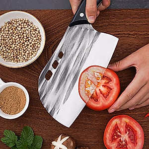 TJ POP Meat Cleaver 6.6 inches, Ultra Sharp Chinese Cleaver Knife, Full-tang Chopping Knife 30Cr13 Steel Blade Thickness 2.2 mm, Classic Manual Forging Series HP01008