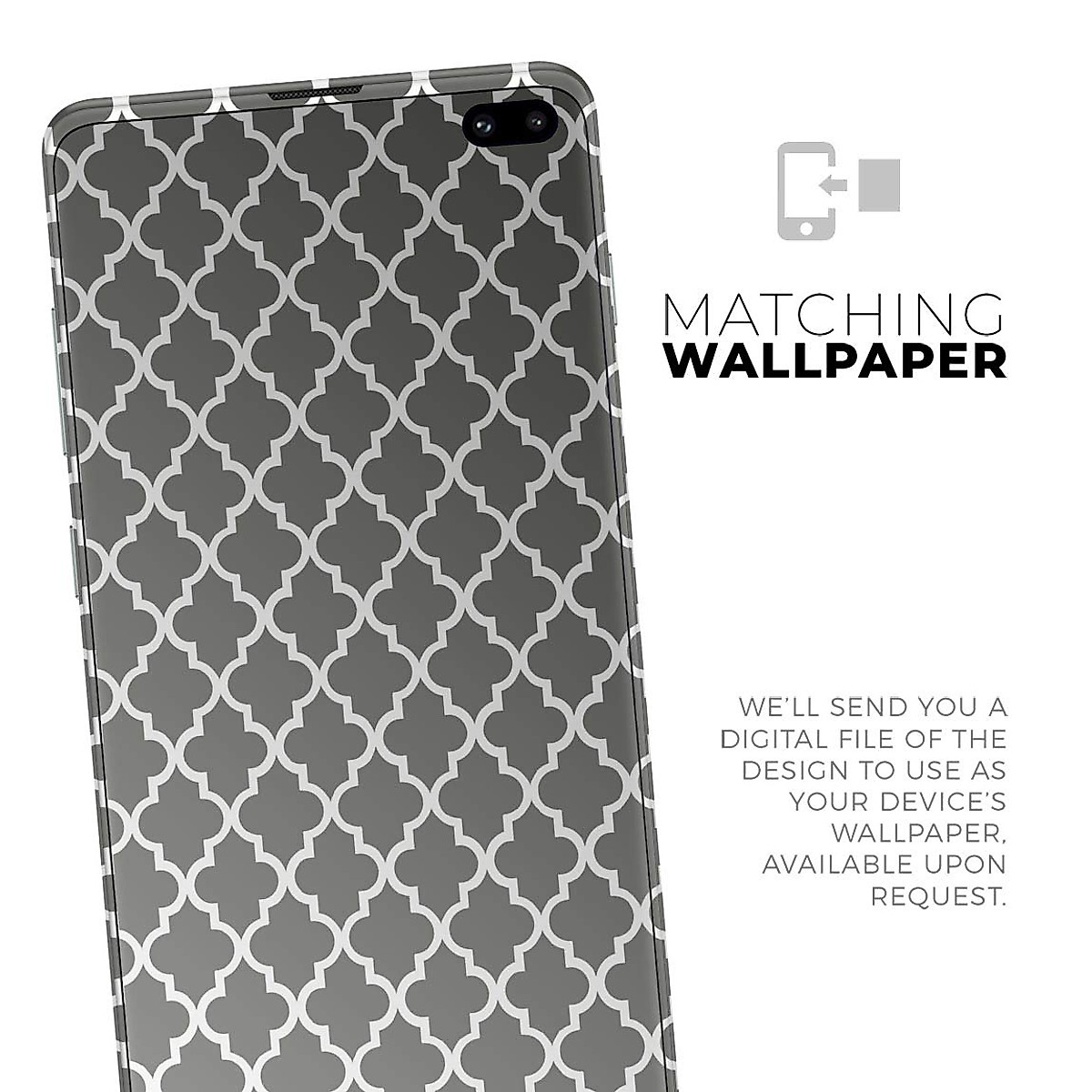 DesignSkinz Gray & White Seamless Morocan Pattern Protective Vinyl Decal Wrap Skin Cover Compatible with The Samsung Galaxy S20 (Screen Trim & Back Glass Skin)