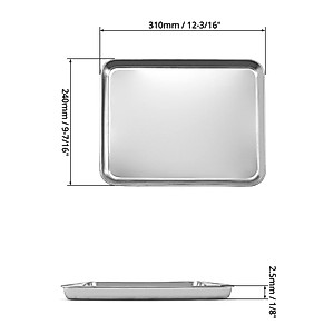 QWORK Stainless Steel Surgical Tray, for Medical Instruments, Tattoo, Surgical Supplies, 12 3/16 x 9 7/16 x 1, 4 Pack