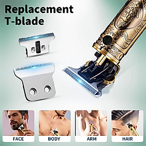 VOTMONI Professional Adjustable T Wide Replacement Clippers Blades T Liner Blades replacement Detachable T-Blade Replacement Blade for Detailer Trimmer Zero Gapped Blades