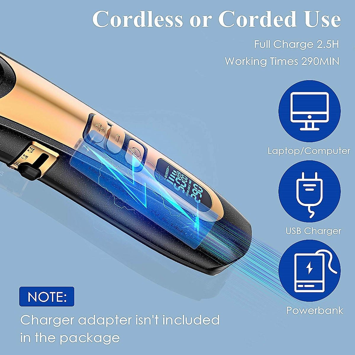 Hair Clippers for Men, Rechargeable Cordless Hair Clippers Beard Trimmer, Professional Electric Barber Home Hair Cutting Grooming Kit for Men Women Kids, LED Display
