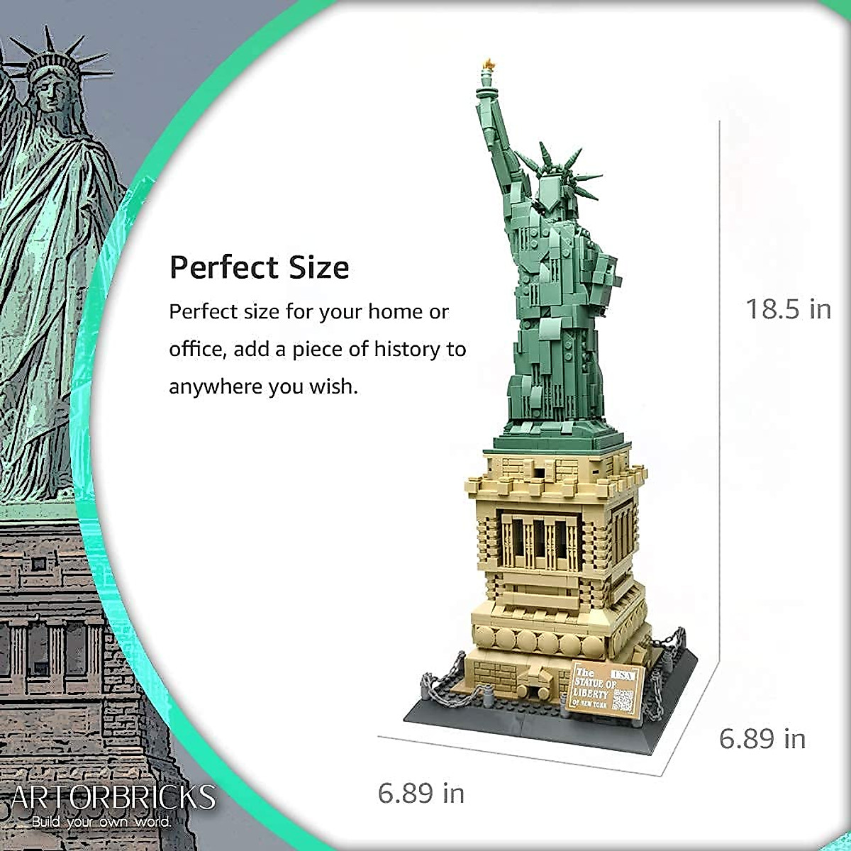 ArtorBricks Architectural Statue of Liberty Building Large Collection Building Set Model Kit and Gift for Kids and Adults(1577 Pieces)