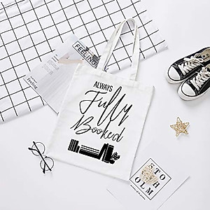 Ihopes Always Fully Booked Reusable Tote Bag | Funny Library Canvas Tote Bag Bag Book Lovers Gift for Bookworm s Men Women Friends