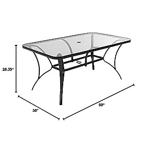 CoscoProducts COSCO 88646GLGE Paloma Patio Tempered Glass Top Dining Table, Gray