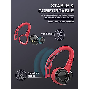 Wireless Earbud, Bluetooth Headphones 5.1 Sport Unique Earhooks, Wireless Earphones in Ear Noise Cancelling Mic Stereo Bass, 35H Playtime IP7 Waterproof Headset for Workout Running Gym Android iOS