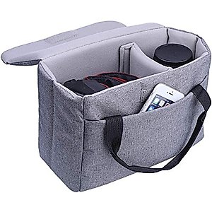 BOMKEE Camera Inserts Protective Bag Padded Insert Camer Cube Water Resistant DSLR SLR Case Foldable Liner for Sony,Canon,Nikon,Olympus Camera Lens Accessories Grey