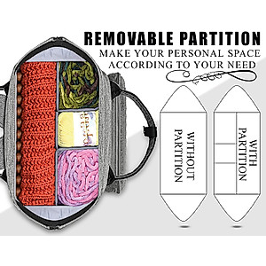 QZLKNIT Knitting Bag Backpack, Crochet Bag Organizer, Yarn Bag Organizer, Crochet Organizer Tote Bag, Yarn Organizer Tote Bag for Crochet Accessories (Bag Only)