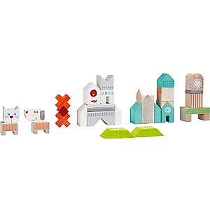 HABA Dog and Cat Building Blocks - 31 Piece Wood Stacking Toy (Made in Germany)