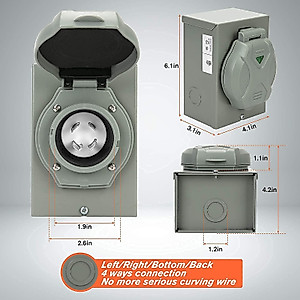 WELLUCK 30 Amp Generator Power Inlet Box, NEMA 3R Power Inlet Box Bundle with 15 Amp Flanged Inlet 125V, NEMA 5-15 RV Shore Power Inlet Plug
