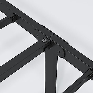 YUSENHEEI Full Size Bed Frame 16 Inches High Metal Platform Bedframe with Slat Strips Easy Assembly Heavy Duty Strong No Need Box Spring Noise Free Non-Slip Large Storage Space Underbed