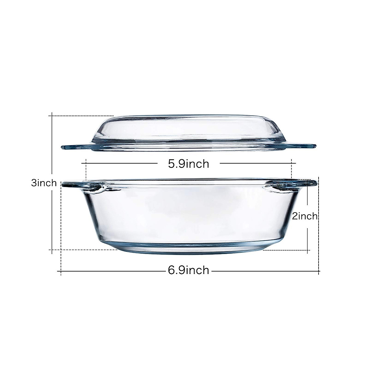 Clear Round Glass Casserole by NUTRIUPS | Small Oven Safe Casserole Dish, 0.65 L
